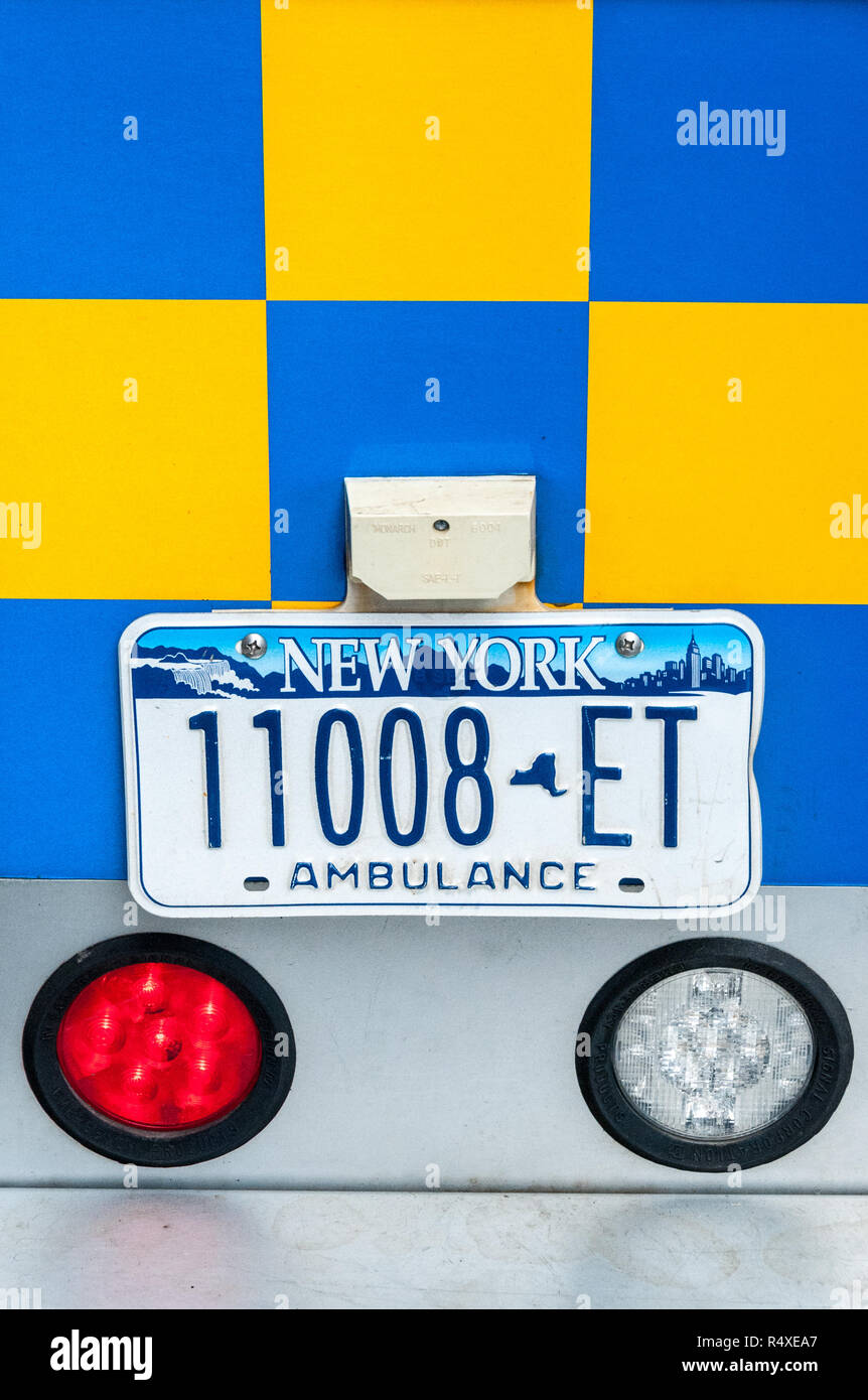 New York ambulance number plate Stock Photo - Alamy