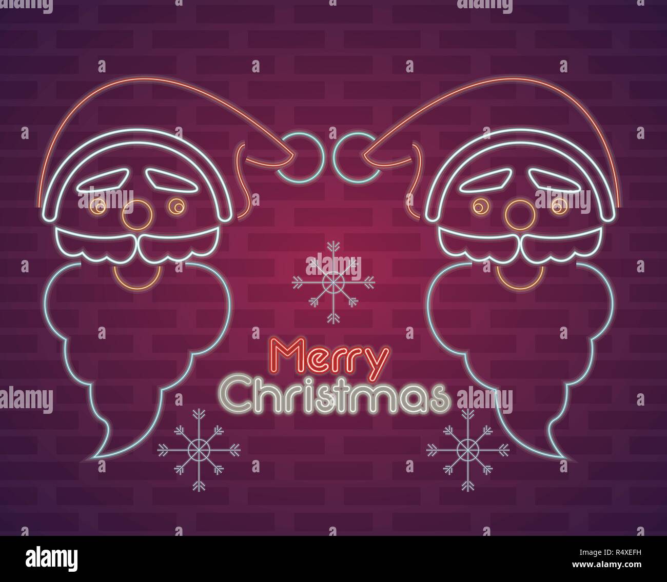 merry christmas card neon lights Stock Vector Image & Art - Alamy