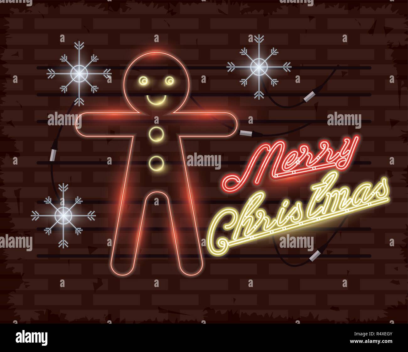 merry christmas card neon lights Stock Vector Image & Art - Alamy