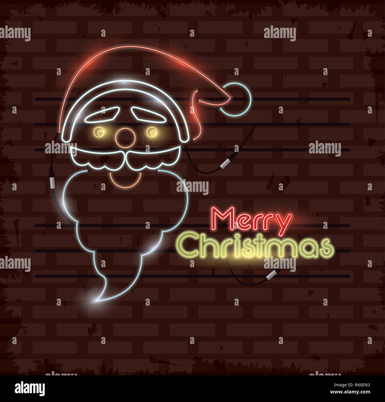 merry christmas card neon lights Stock Vector Image & Art - Alamy