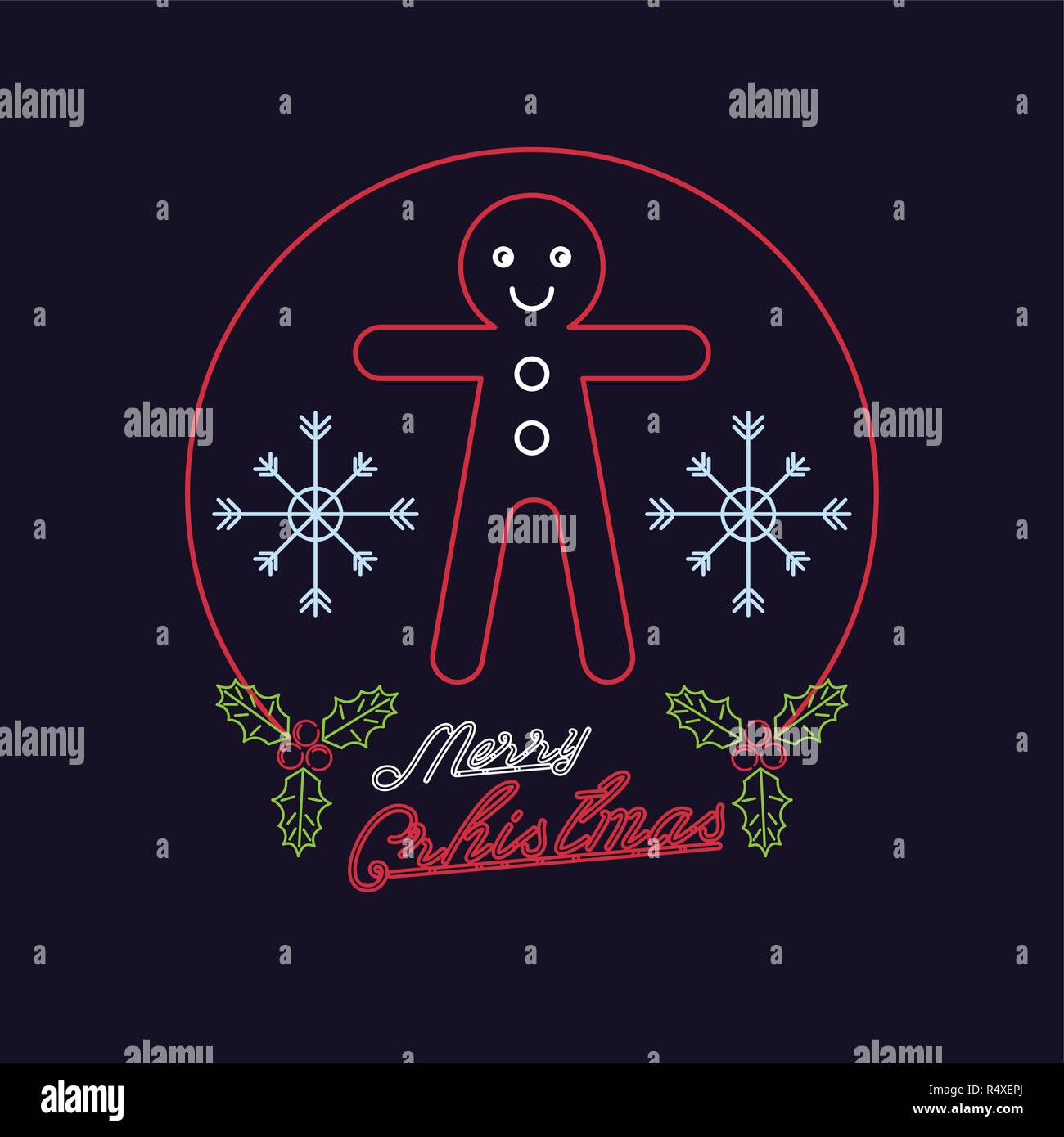 merry christmas card neon lights Stock Vector Image & Art - Alamy