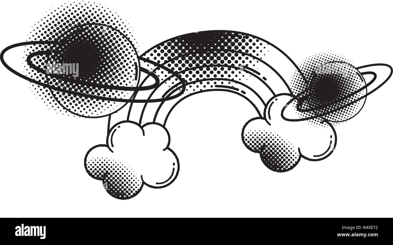 saturn planet with rainbow pop art vector illustration design Stock ...