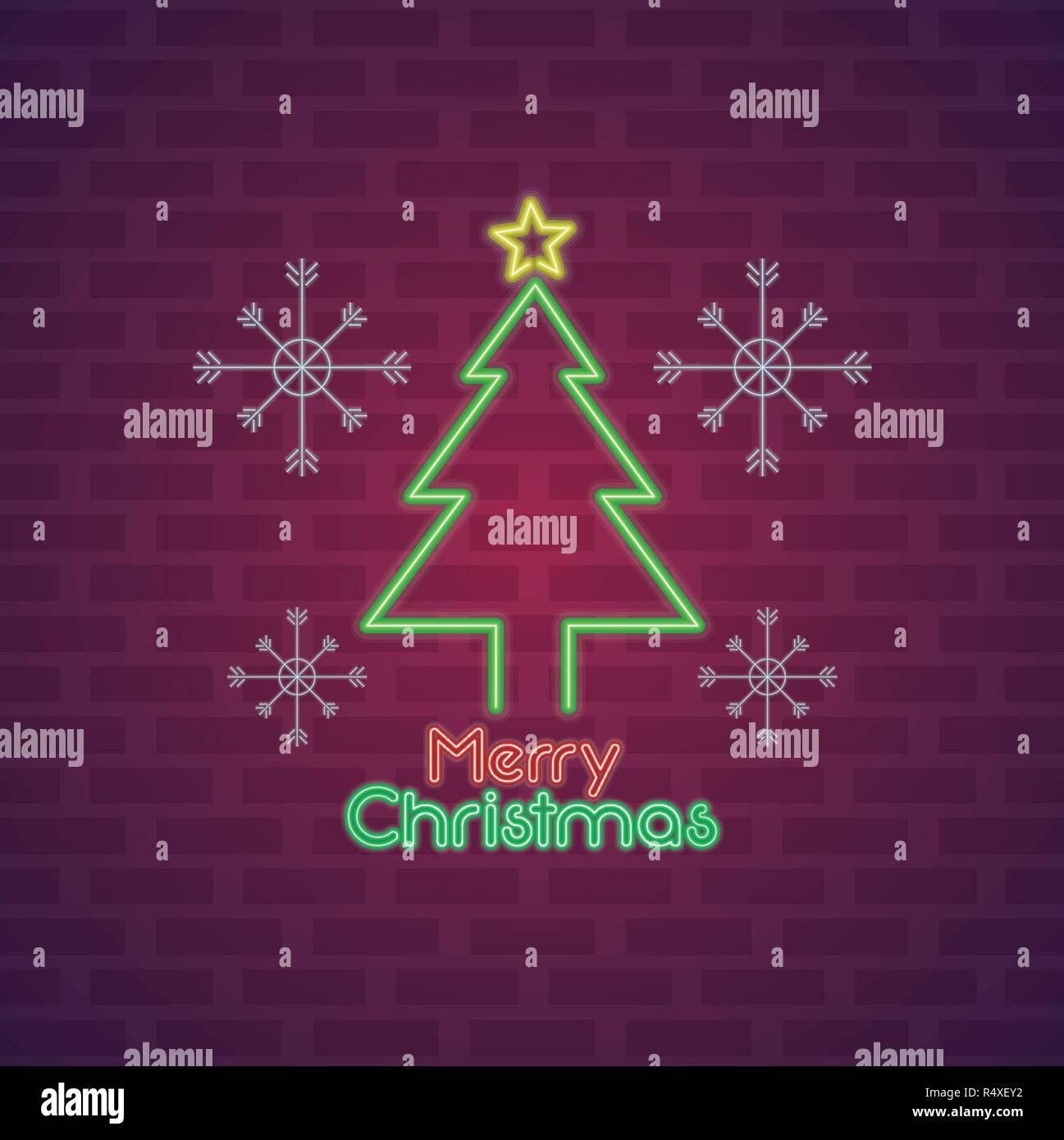 merry christmas card neon lights Stock Vector Image & Art - Alamy