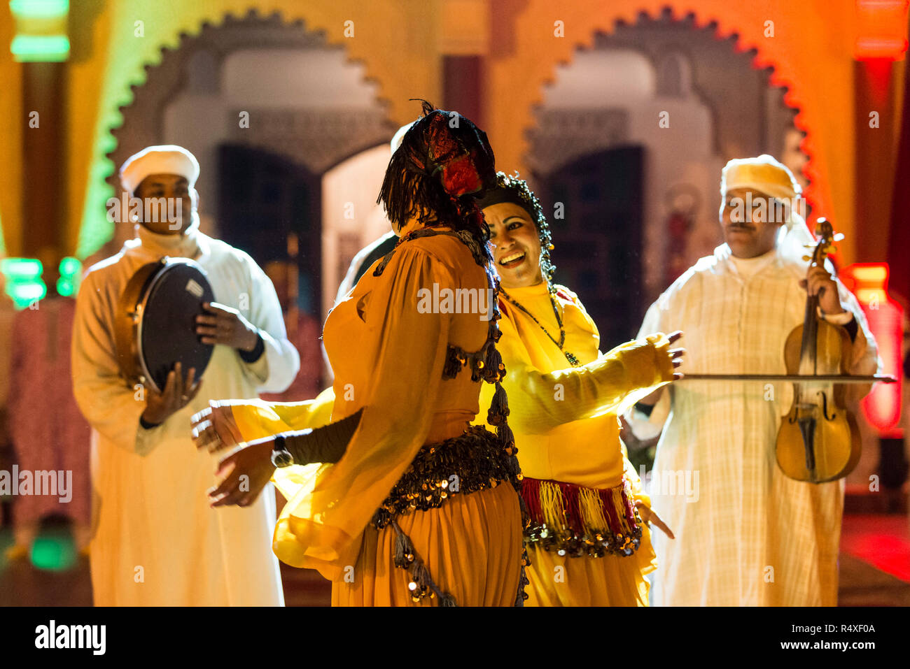 26-02-15, Marrakech, Morocco. Tourist entertainment at the Chez Ali ...
