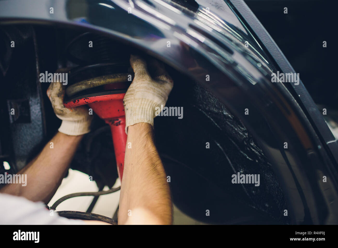 install new cv boot power steering rack Stock Photo - Alamy