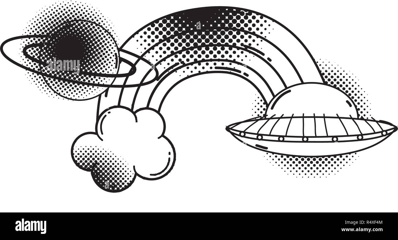 saturn planet with rainbow pop art vector illustration design Stock ...