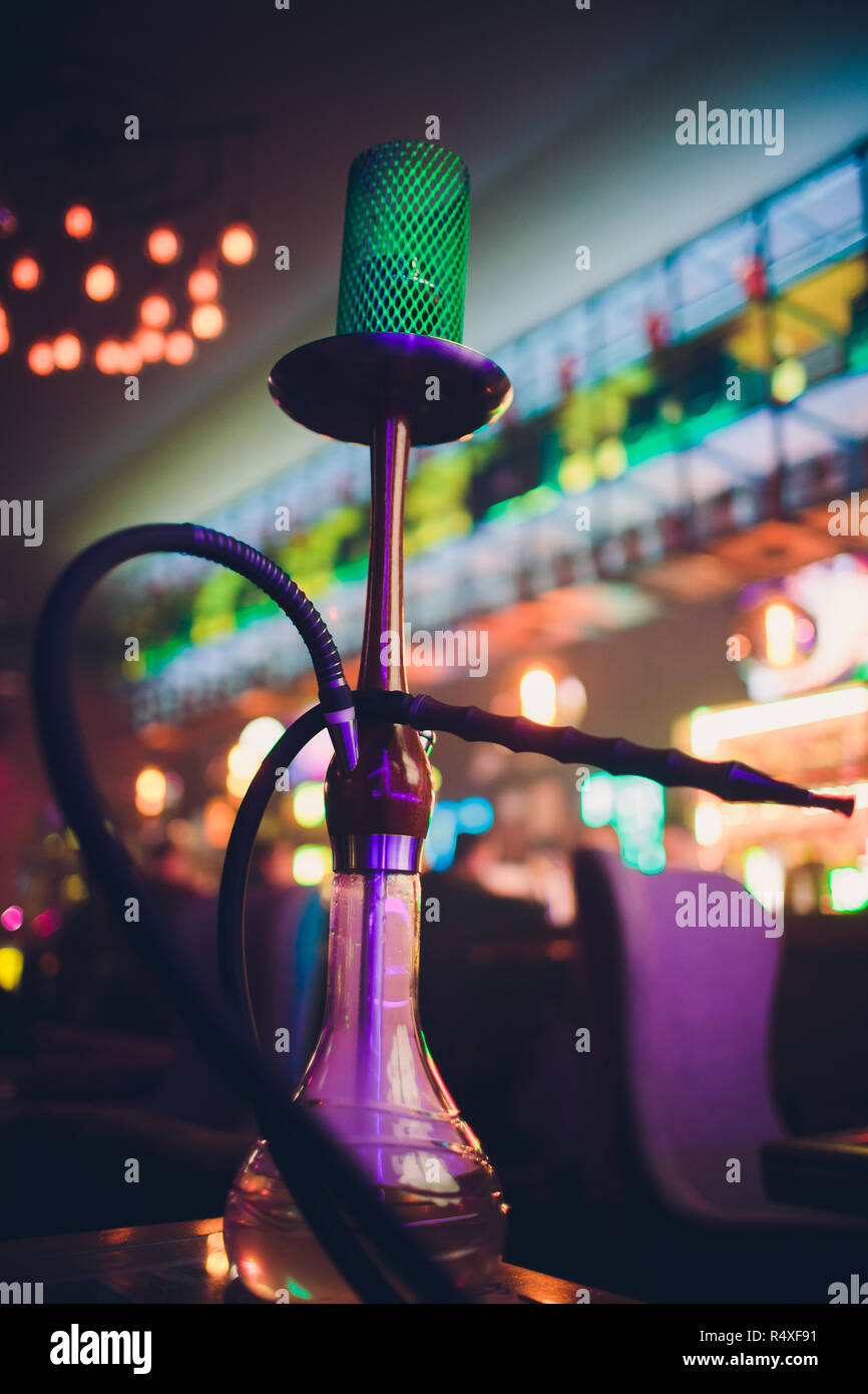 Hookah hot coals on shisha bowl with black background. Stylish oriental ...