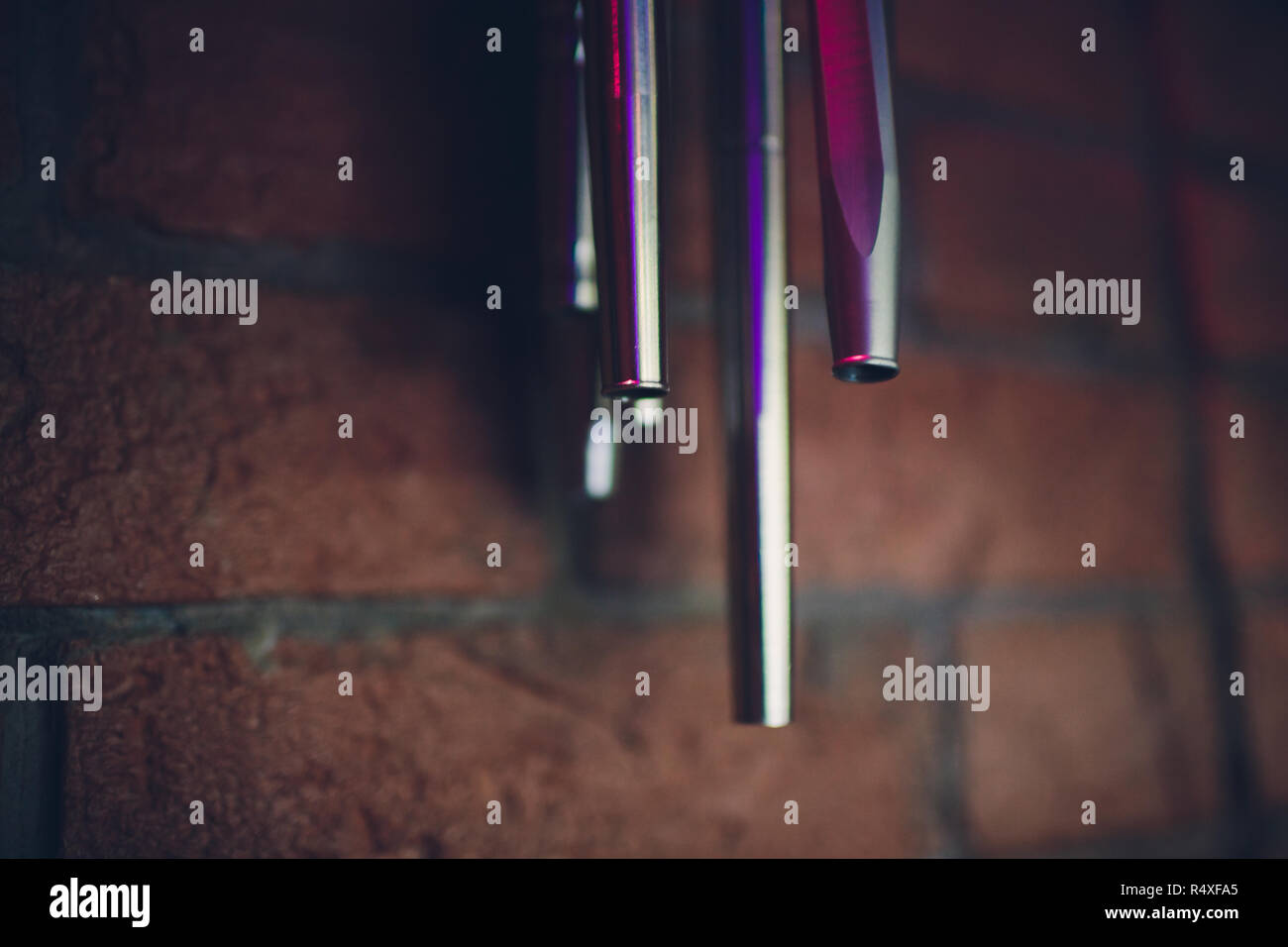 Oriental hookah. Shisha Concept iron mouthpiece on brick background ...