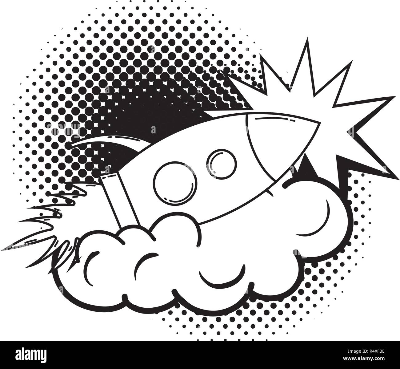 rocket flying pop art style vector illustration design Stock Vector ...