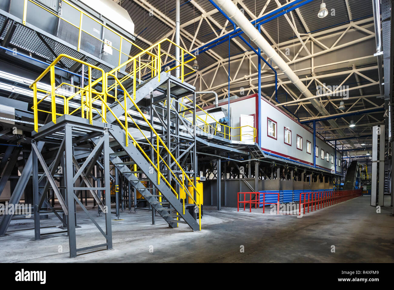Modern waste recycling processing plant. Separate garbage collection ...
