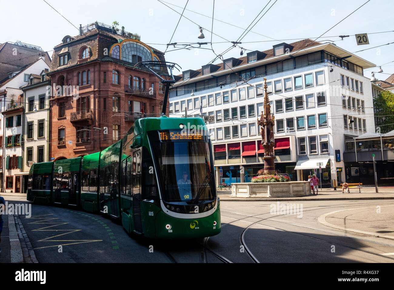 Basel, Switzerland - August 1, 2018: Buildings in the old town city ...