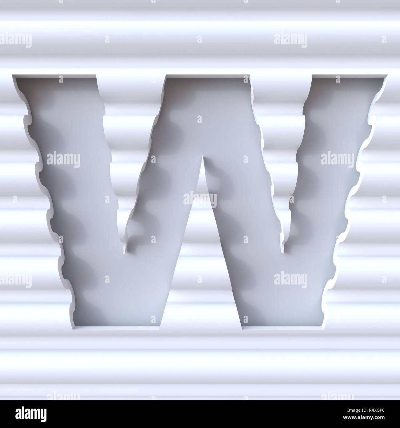 Cut out font in wave surface LETTER W 3D Stock Photo - Alamy