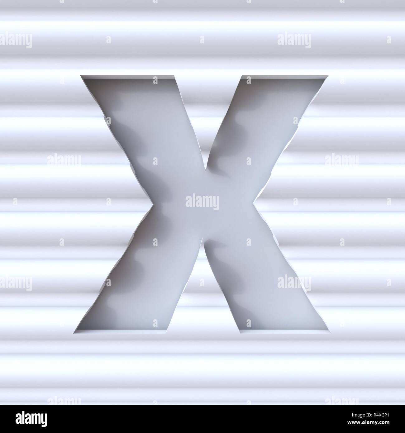 Cut out font in wave surface LETTER X 3D Stock Photo - Alamy