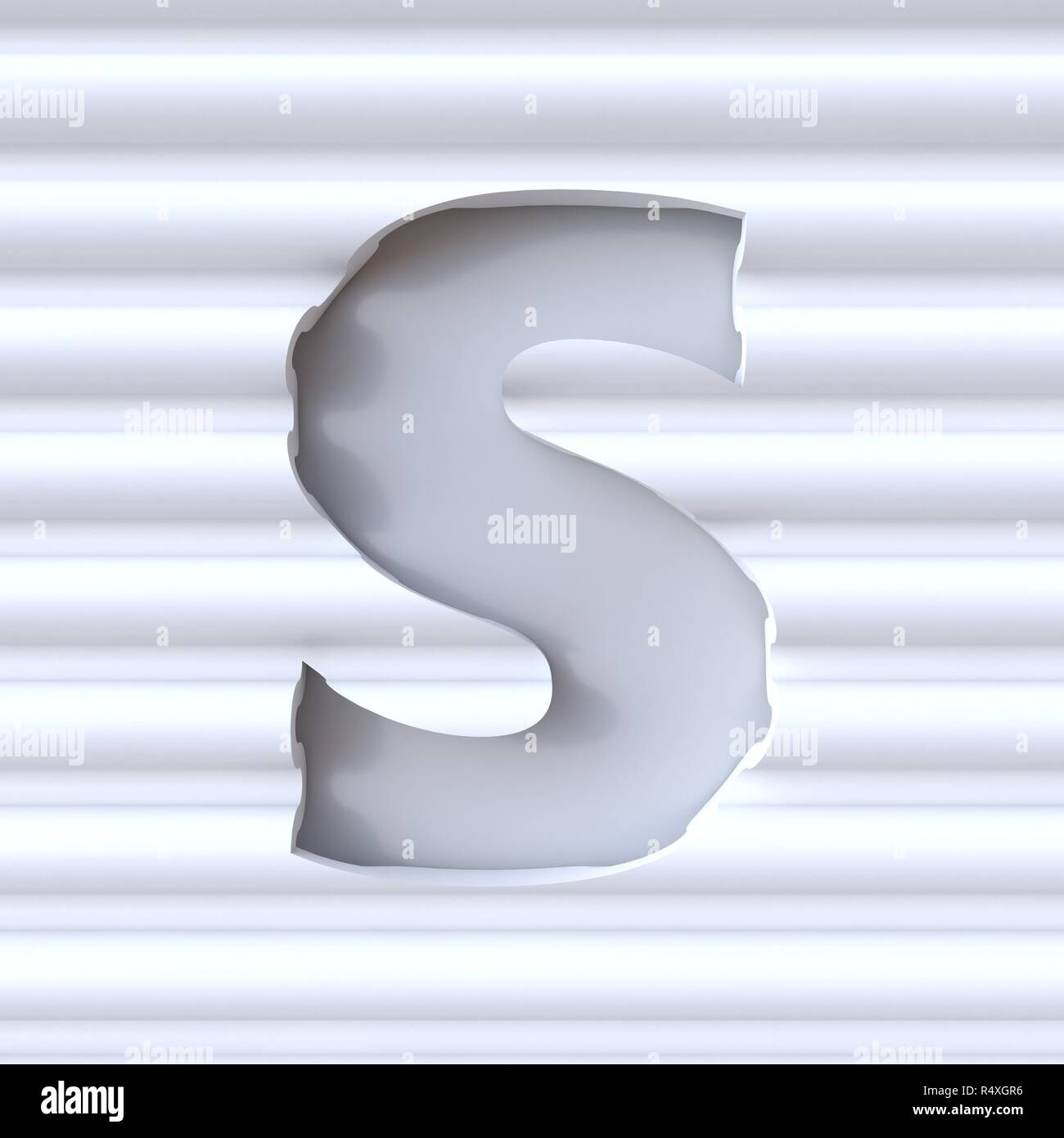 Cut out font in wave surface LETTER S 3D Stock Photo - Alamy