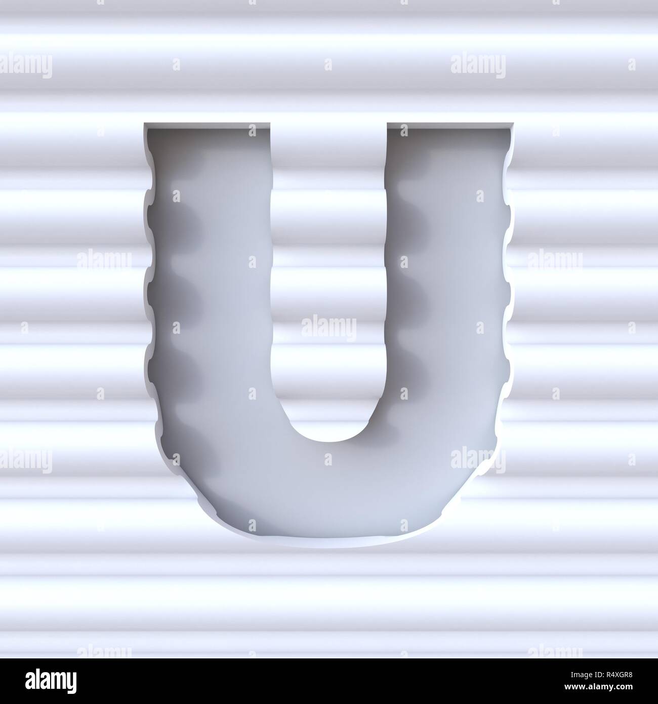 Cut out font in wave surface LETTER U 3D Stock Photo - Alamy