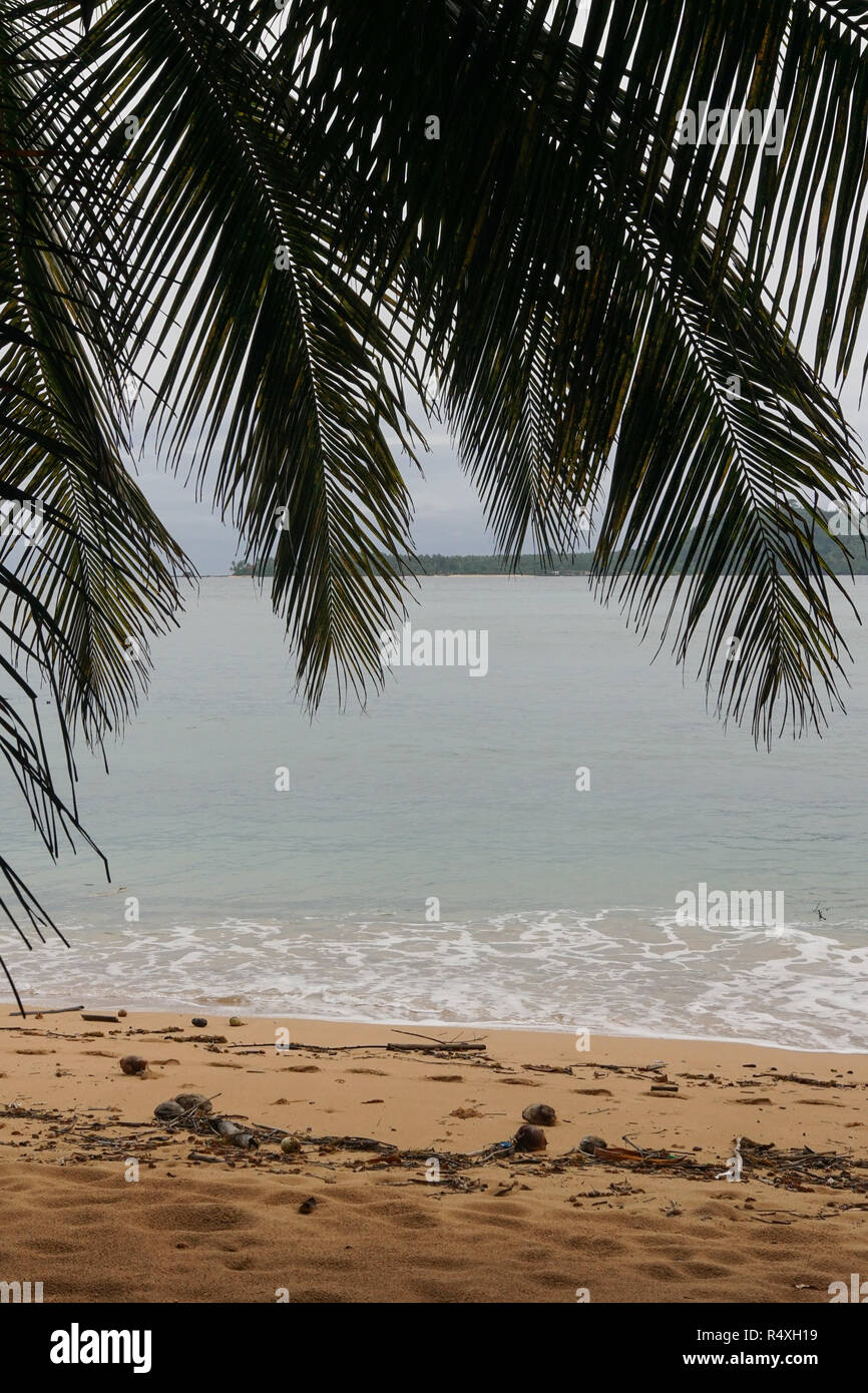 praia inhame on a covered and rainy day,sao tome and principe,africa ...