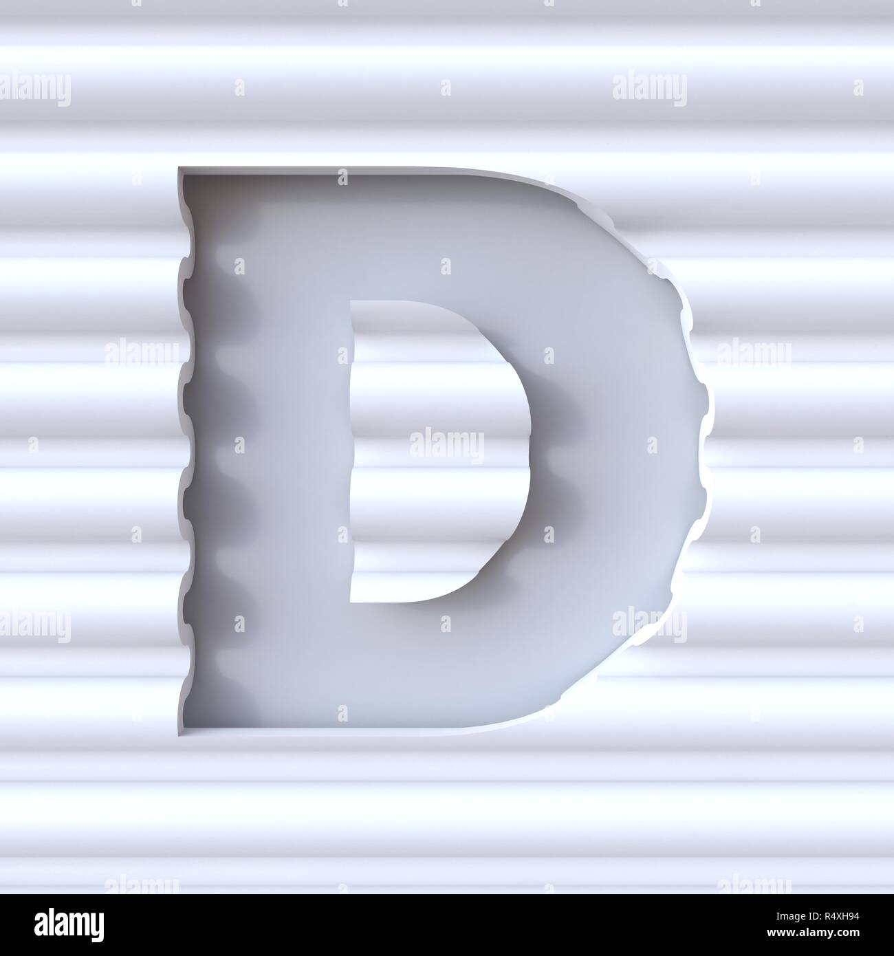 Cut out font in wave surface LETTER D 3D Stock Photo - Alamy