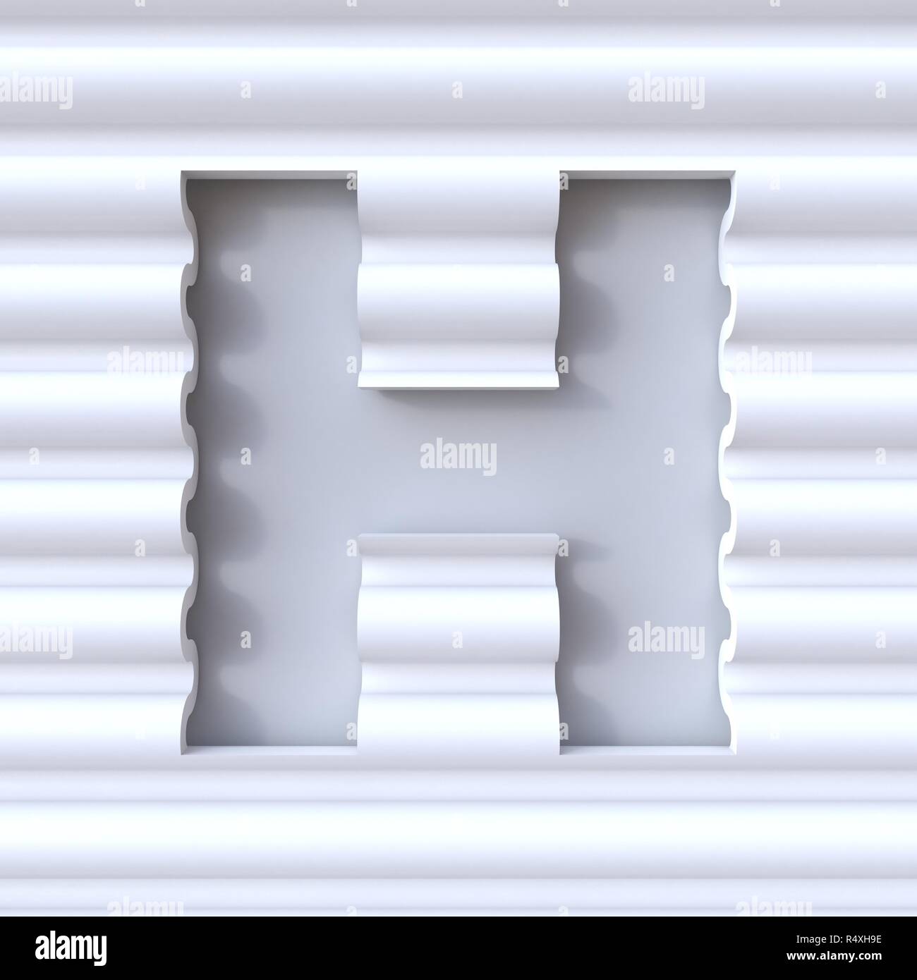 Cut out font in wave surface LETTER H 3D Stock Photo - Alamy
