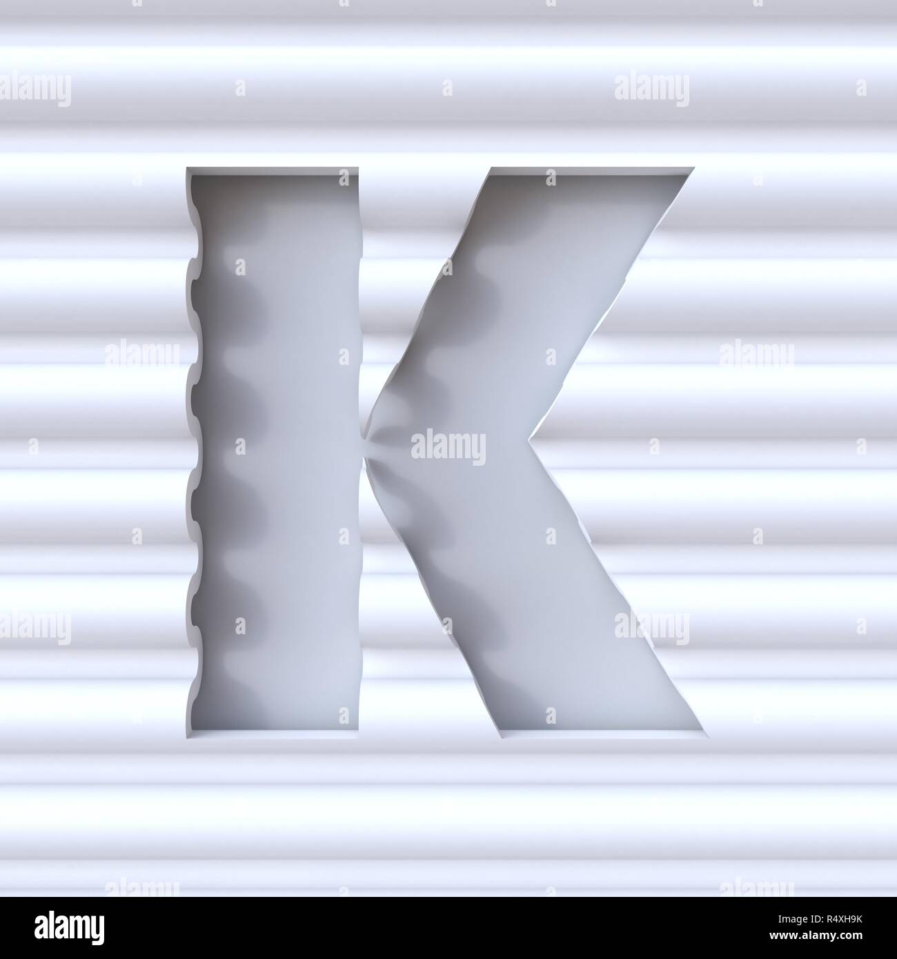 Cut out font in wave surface LETTER K 3D Stock Photo - Alamy