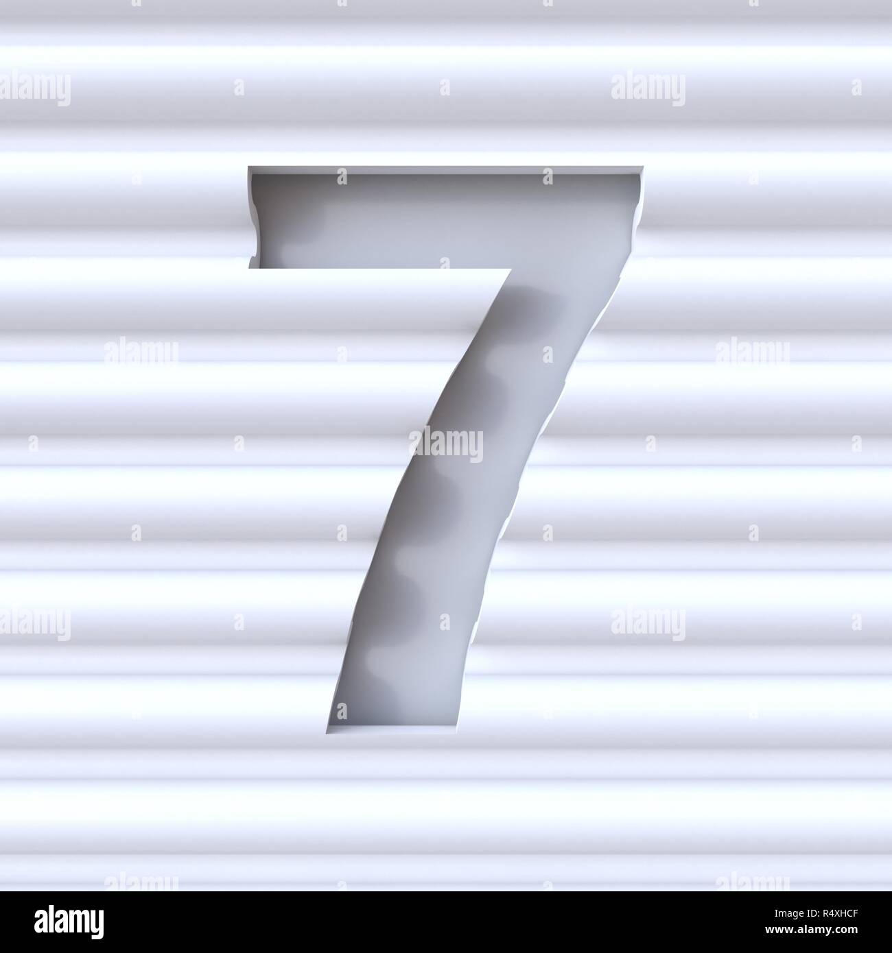 Cut out font in wave surface NUMBER 7 SEVEN 3D Stock Photo - Alamy