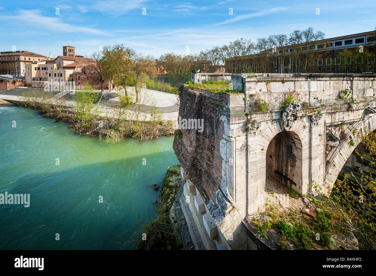 Ponte Rotto / Broken Bridge the ruined classical bridge over the river ...