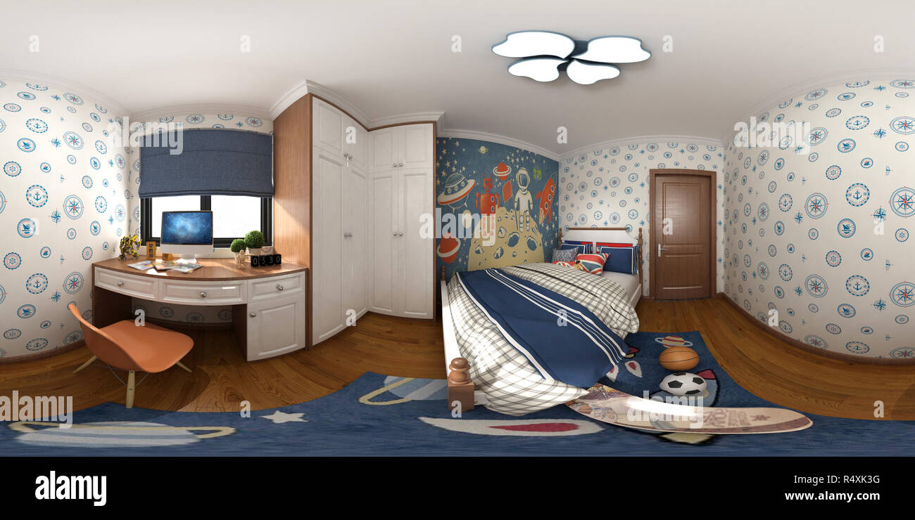 360 degrees house interior, 3D Render Stock Photo - Alamy