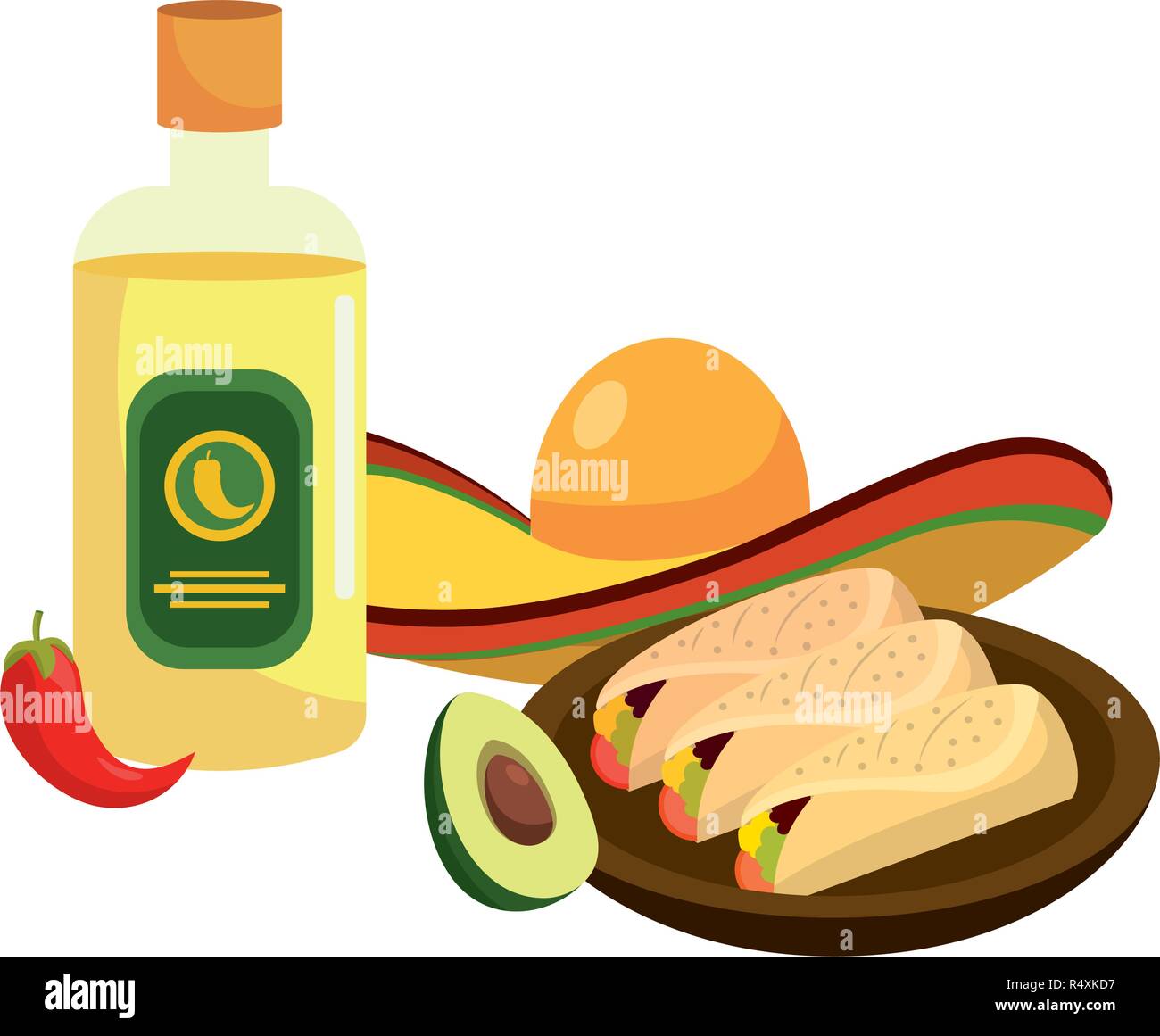 delicious mexican food cartoon vector illustration graphic design Stock ...