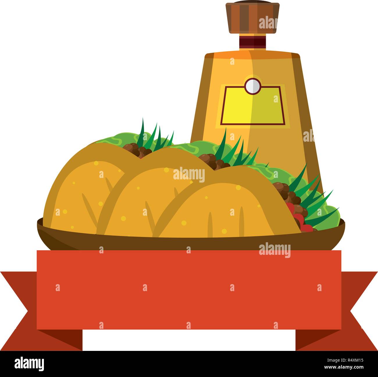 delicious mexican food with ribbon cartoon vector illustration graphic ...