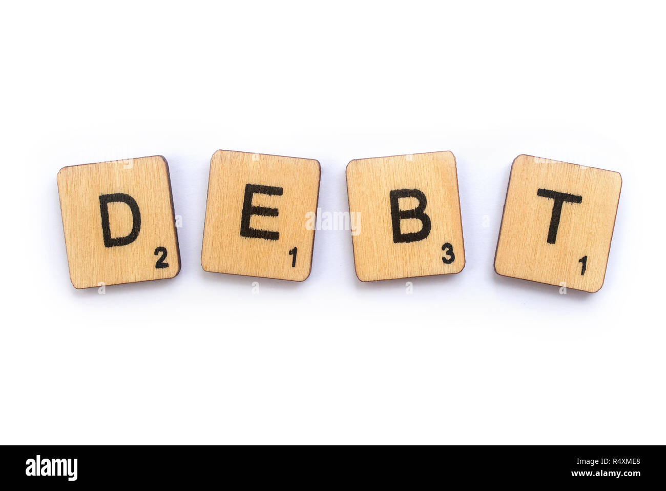 Mortgage word on wooden Cut Out Stock Images & Pictures - Alamy