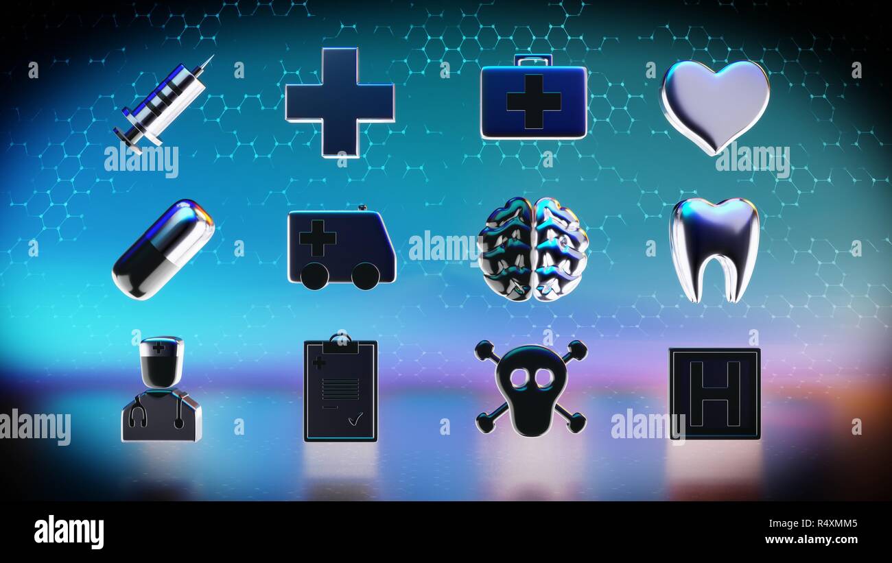 Medical icons - 3D Illustration Stock Photo - Alamy