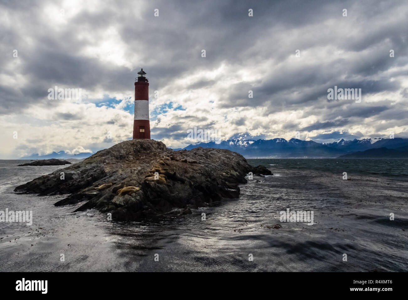 Les Eclaireurs lighthouse island in the middle of the Beagle Channel ...