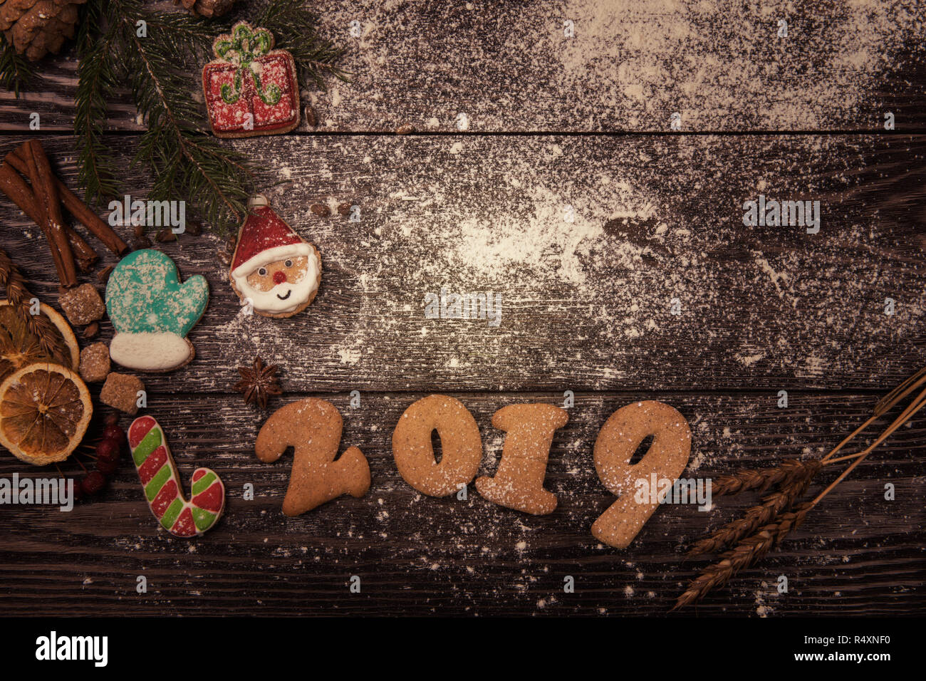 Different ginger cookies 2019 year Stock Photo - Alamy