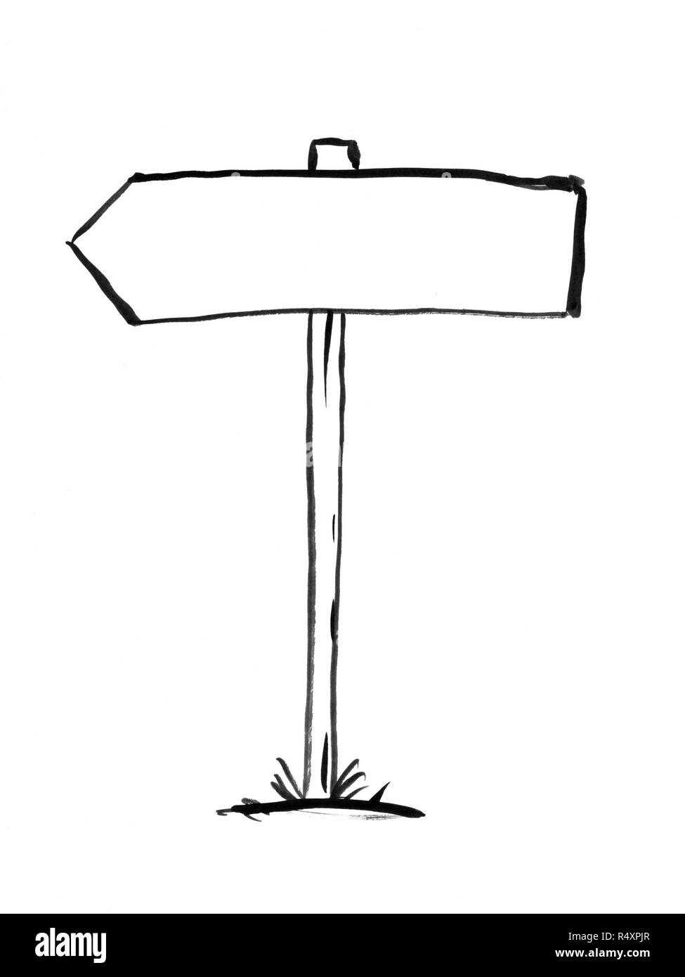 Black Ink Hand Drawing of Arrow Decision Sign Post Stock Photo - Alamy