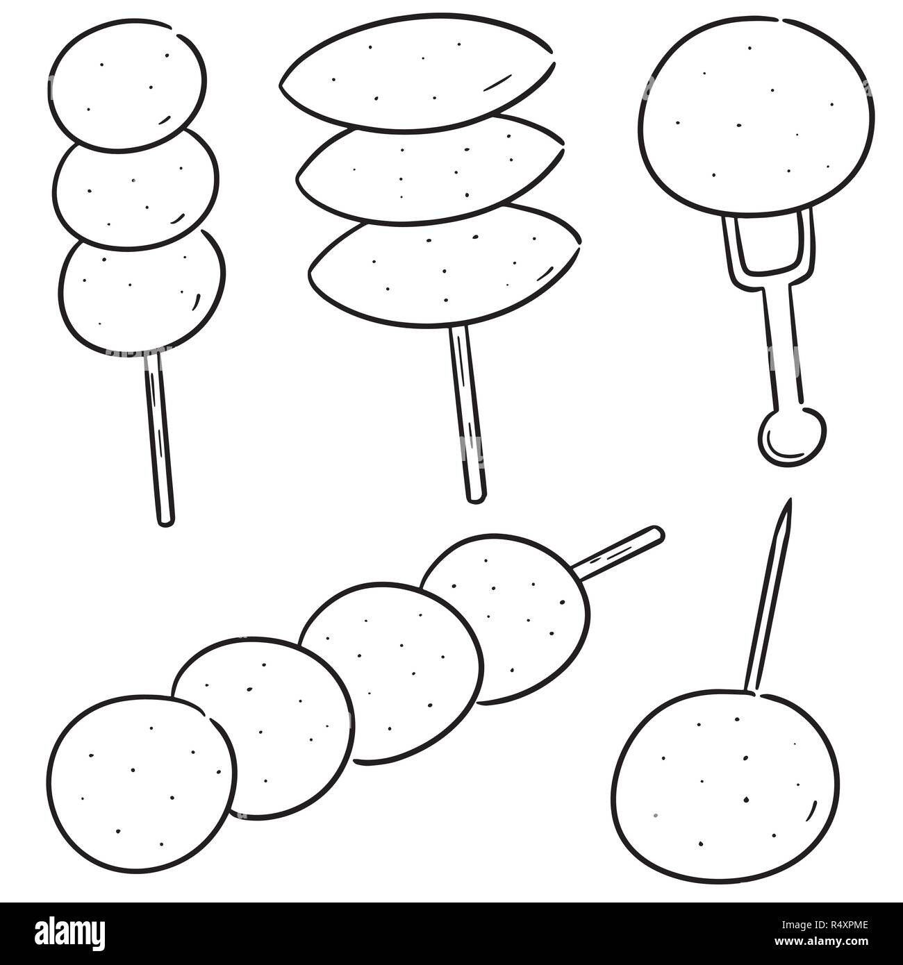 vector set of meatball, fish ball, pork ball and shrimp ball Stock ...