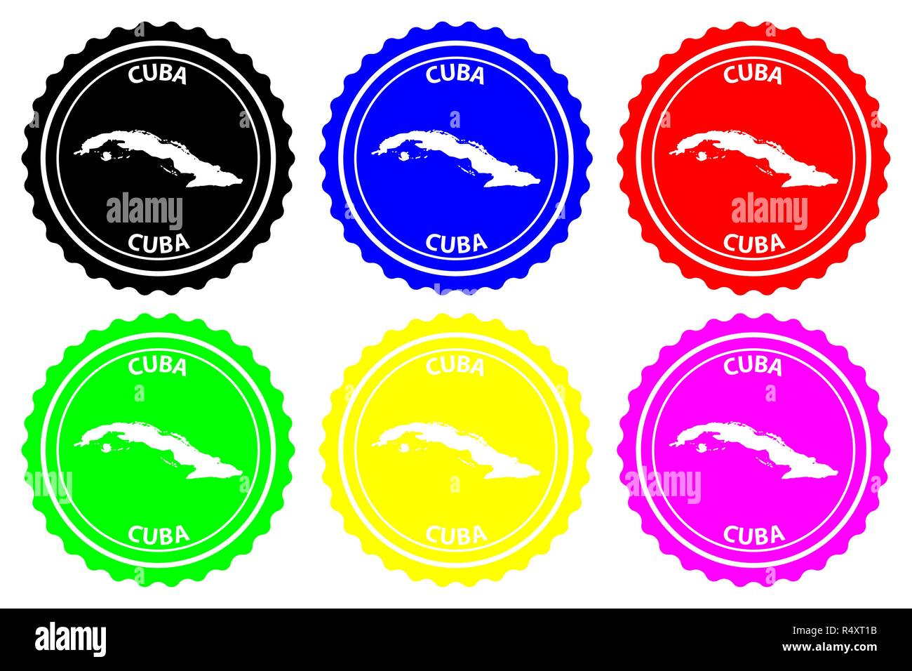 Cuba - rubber stamp - vector, Cuba map pattern - sticker - black, blue ...