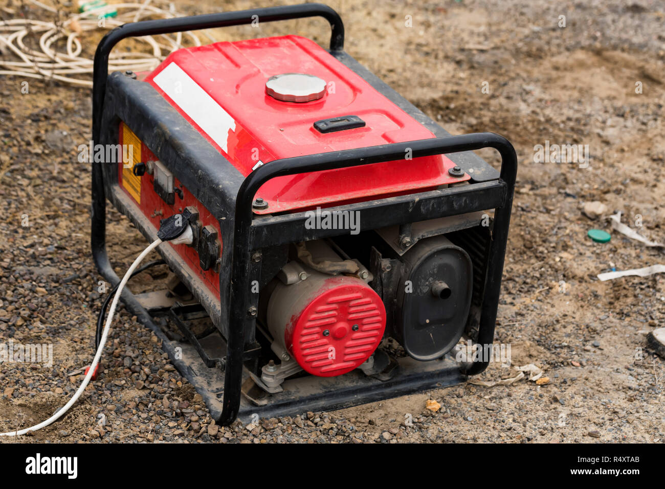 Portable elctric generator working on petrol close Stock Photo - Alamy