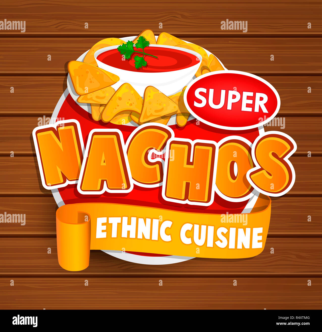Nachos ethnic cuisine logo Stock Photo - Alamy