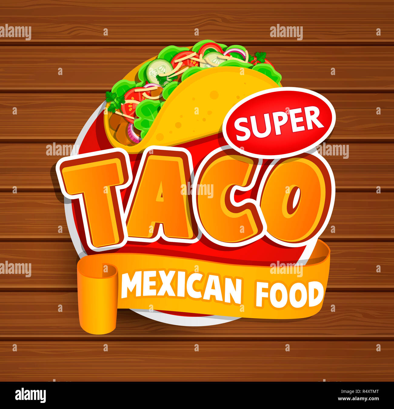 Taco label, logo, sticker Stock Photo - Alamy