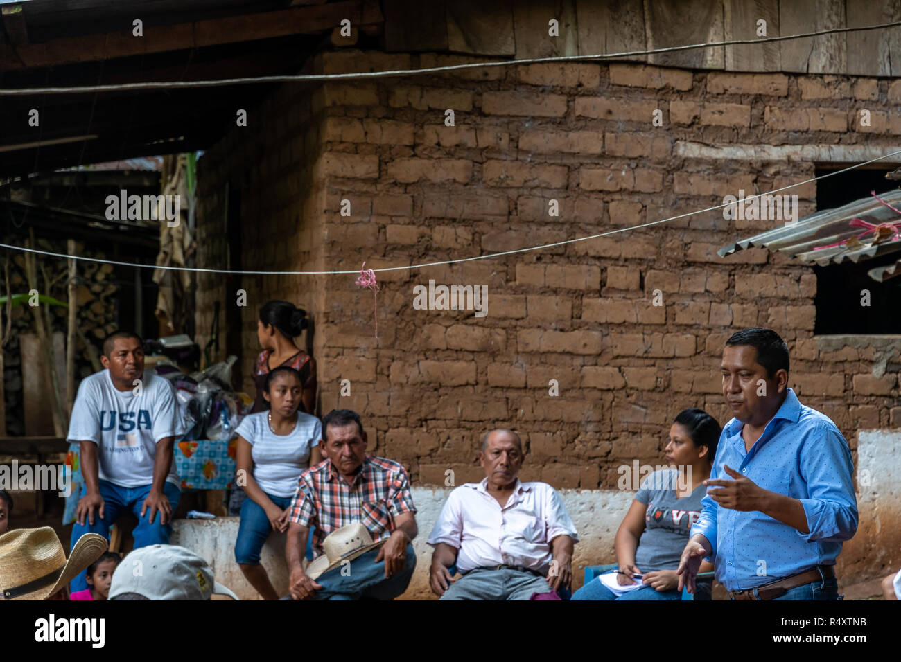 Guazacapan Guatemala 11/25/2018 village meeting in remote jungle Stock ...