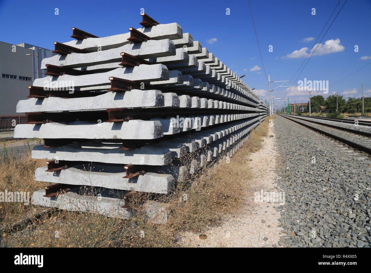 A stack of rails ready to be installed Stock Photo - Alamy