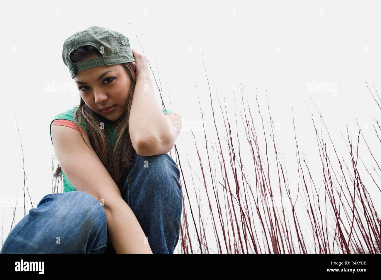 Woman backwards cap hi-res stock photography and images - Alamy