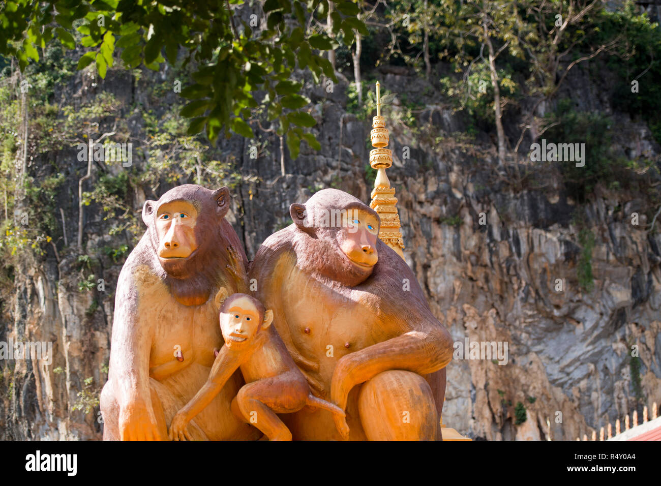 thailand chiang rai mai sai monkey cave temple Stock Photo - Alamy