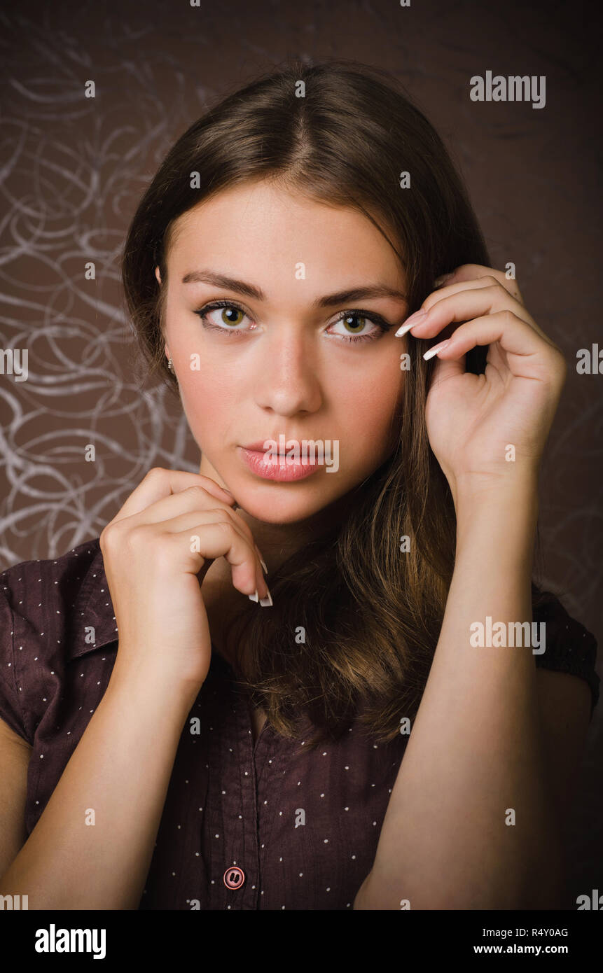 fashion young girl studio portrait Stock Photo - Alamy