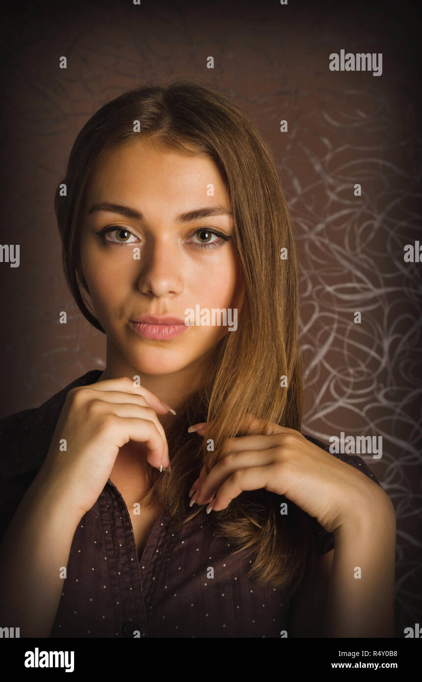 fashion young girl studio portrait Stock Photo - Alamy