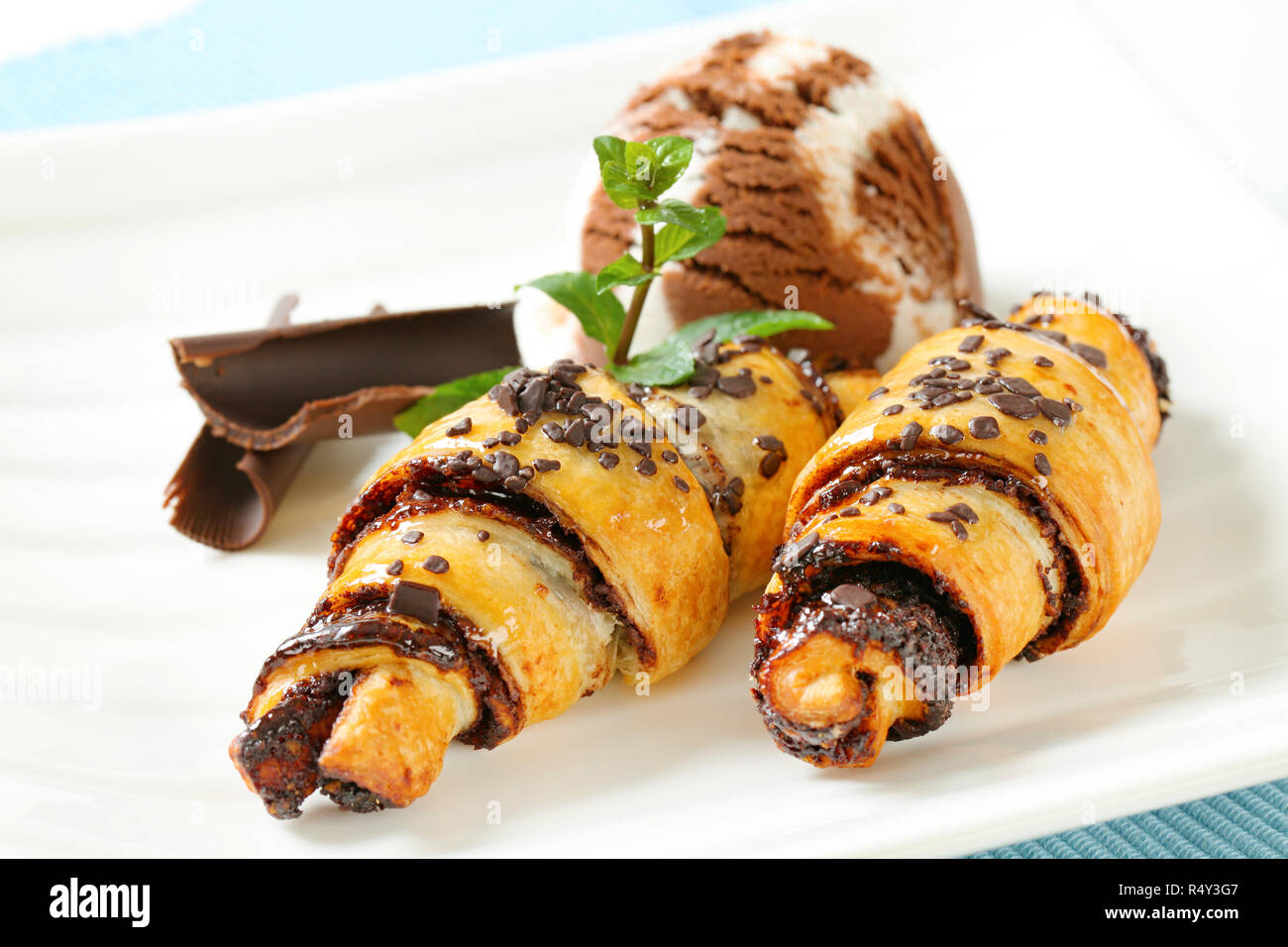 chocolate croissants with ice cream Stock Photo - Alamy