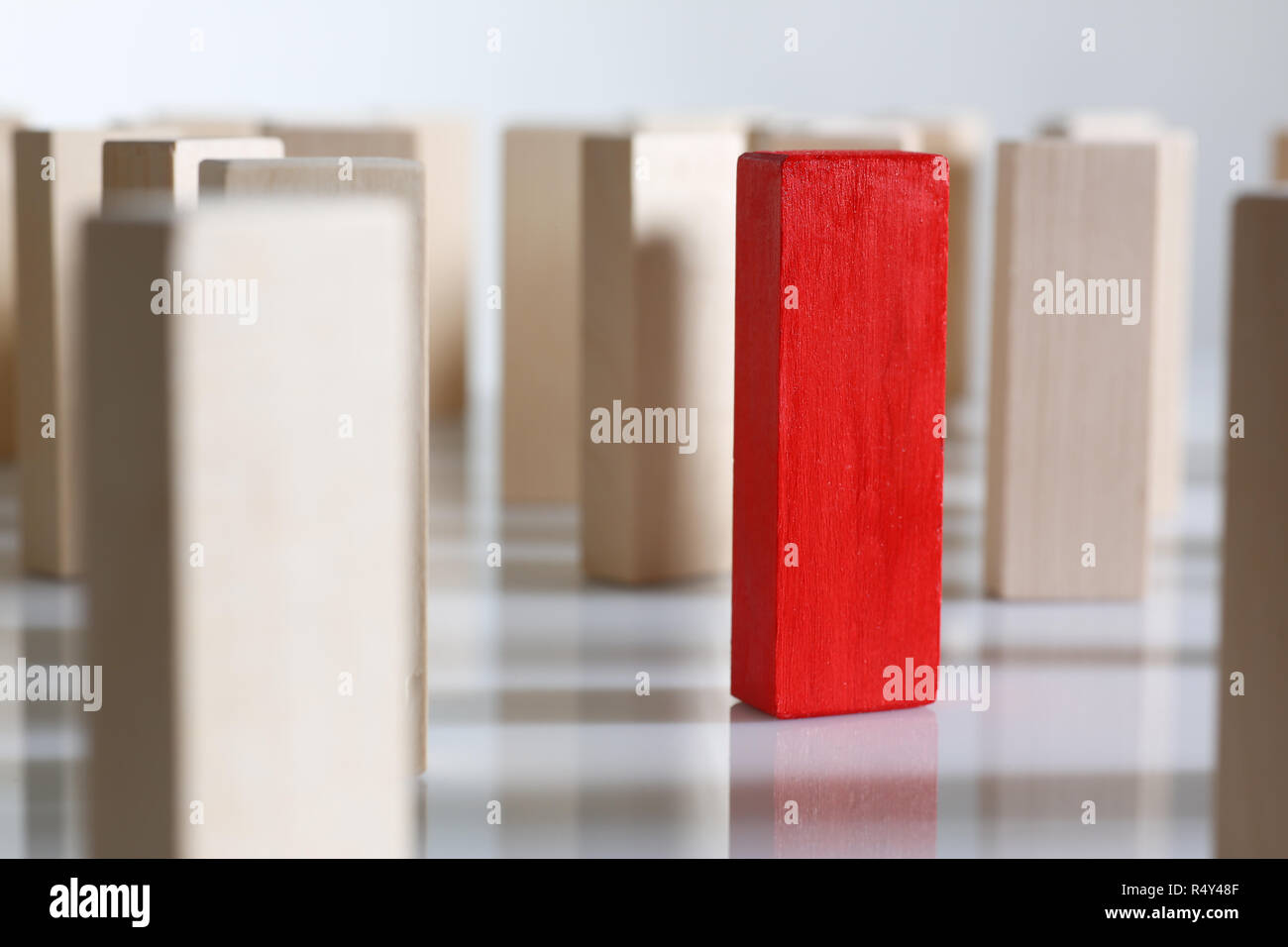 One red winner lottery wood block row Stock Photo - Alamy