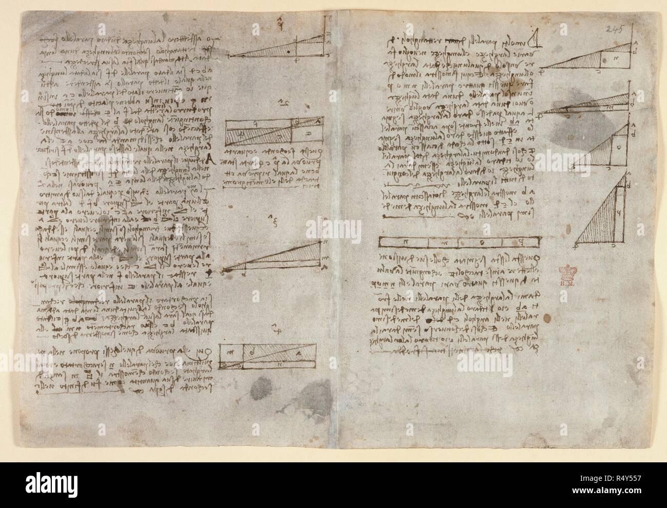Drawings by Leonardo Da Vinici on on the mechanical powers and forces ...