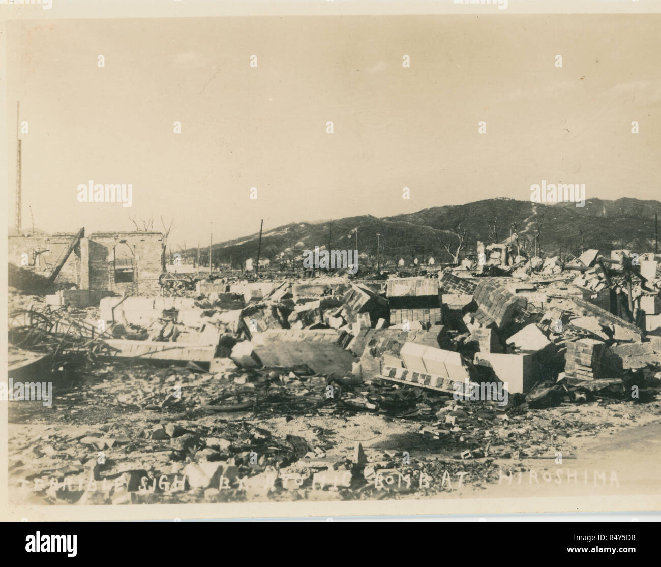 Ruins of devastated city after atomic bombing, August 1945, Hiroshima ...
