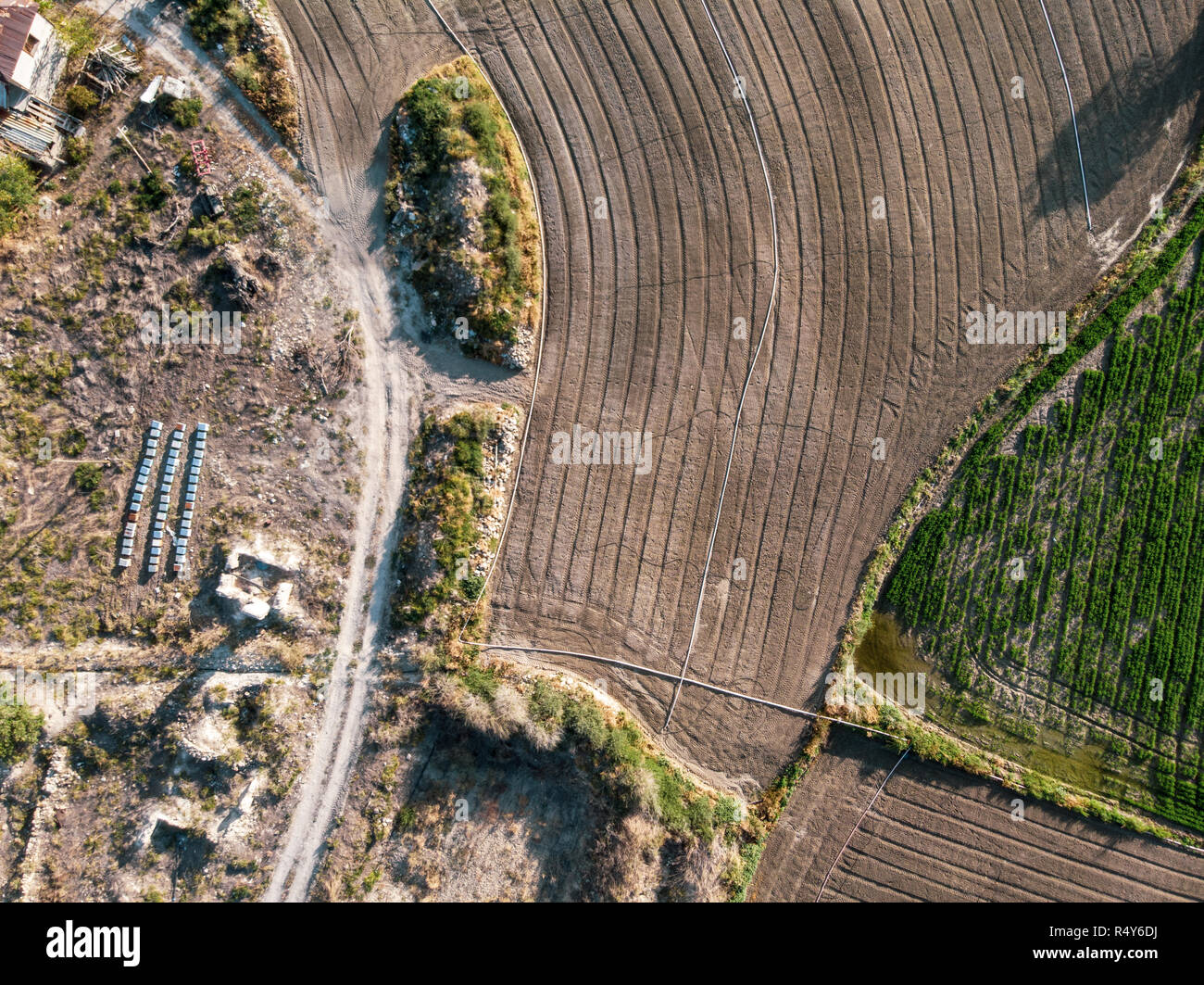 Aerial view of fields with geometric shapes Stock Photo - Alamy