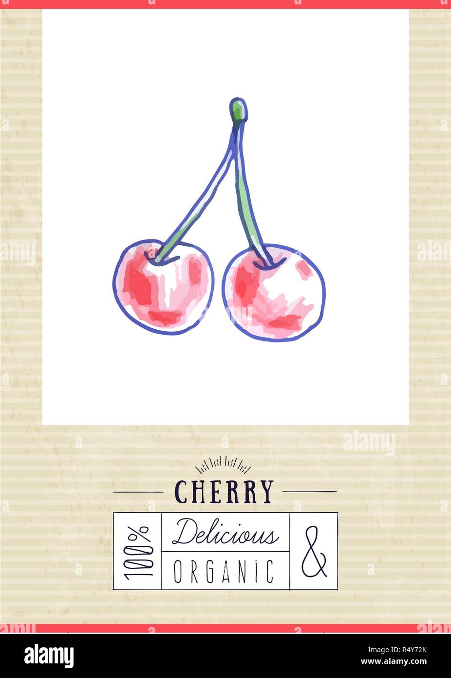 vintage label with hand drawn cherries Stock Vector Image & Art - Alamy
